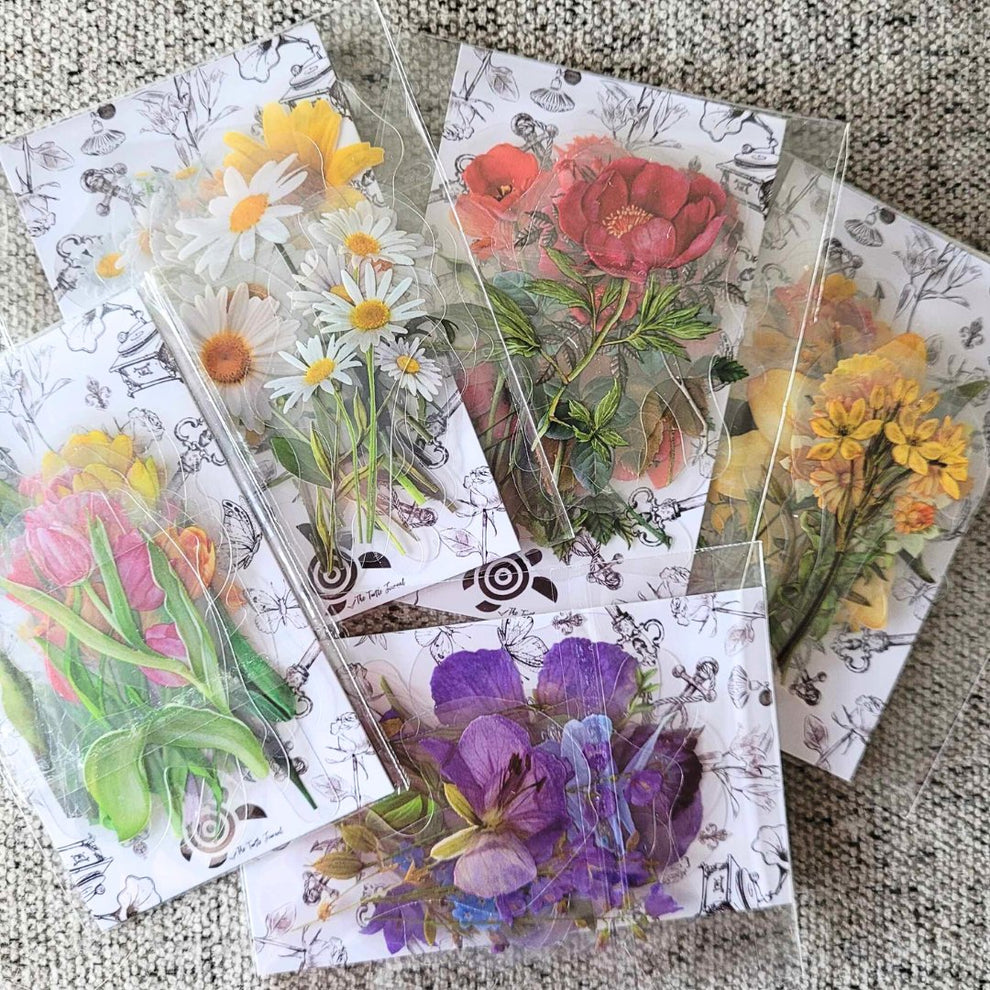Vintage Floral Blooms Flowers Scrapbooking Stickers Set Supplies ...