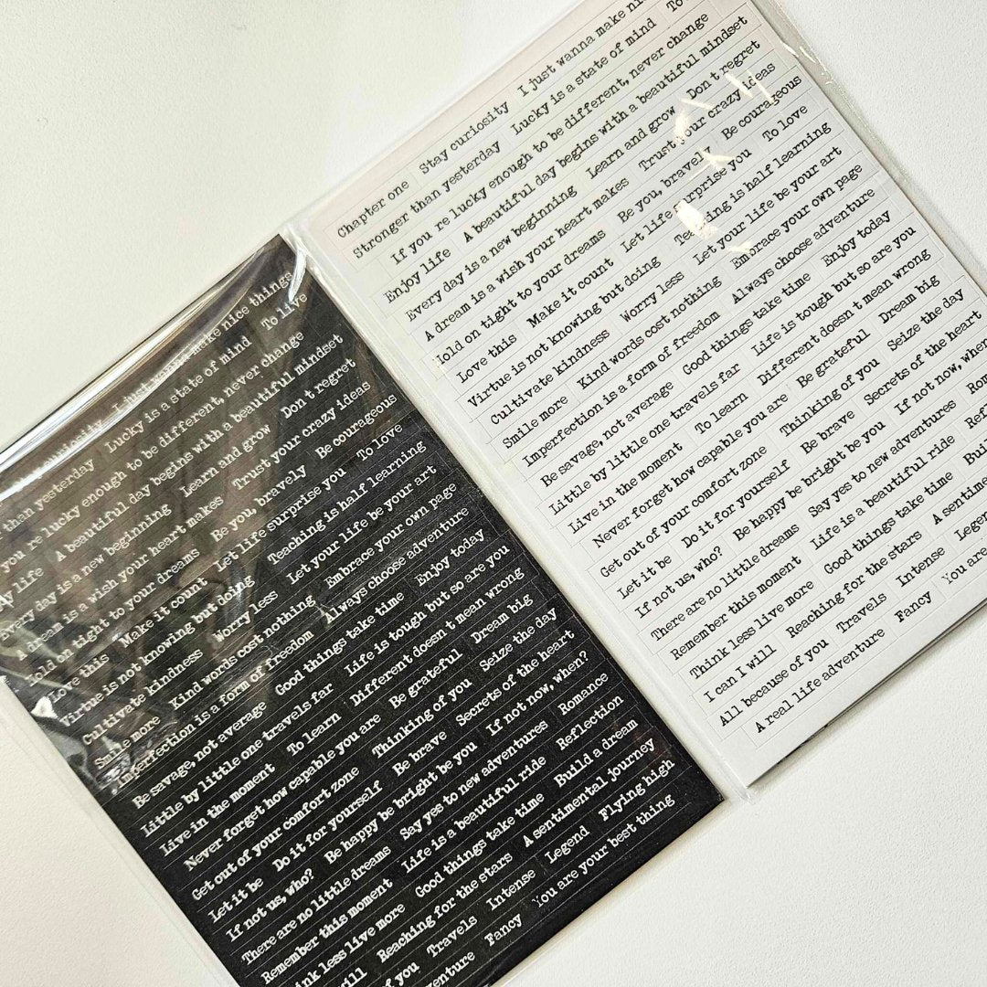 Sentiment Sticker Sets: Black / Clear Backgrounds Quote Stickers ...